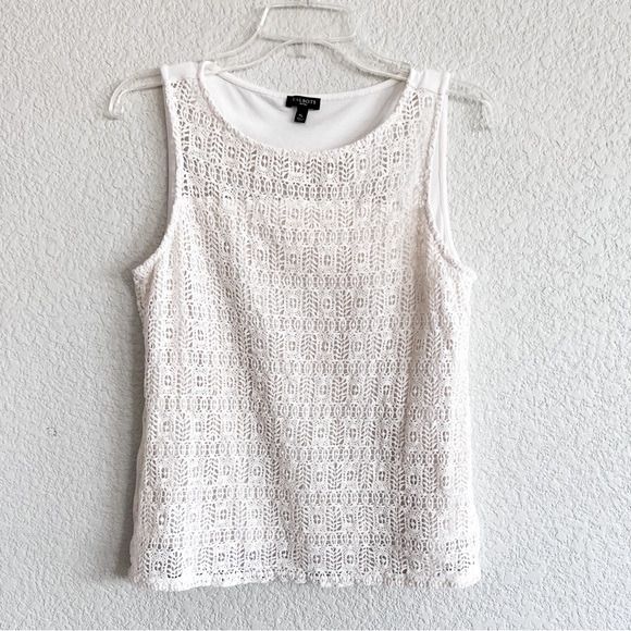 Talbots | Tops | Talbots Petites White Spandex Crochet Tank Top | Poshmark